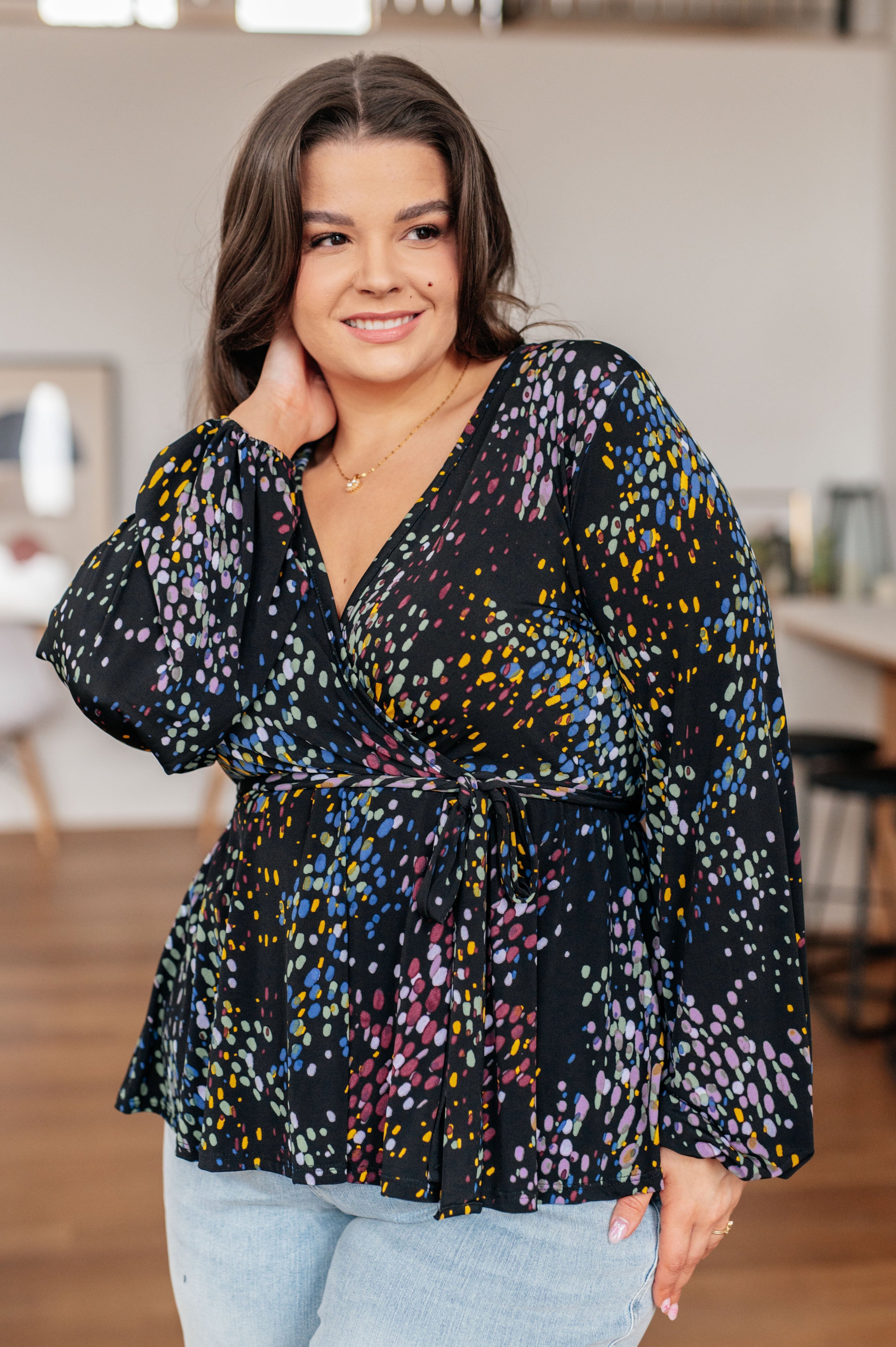 As It Happened Faux Wrap Top – Charming Charlie