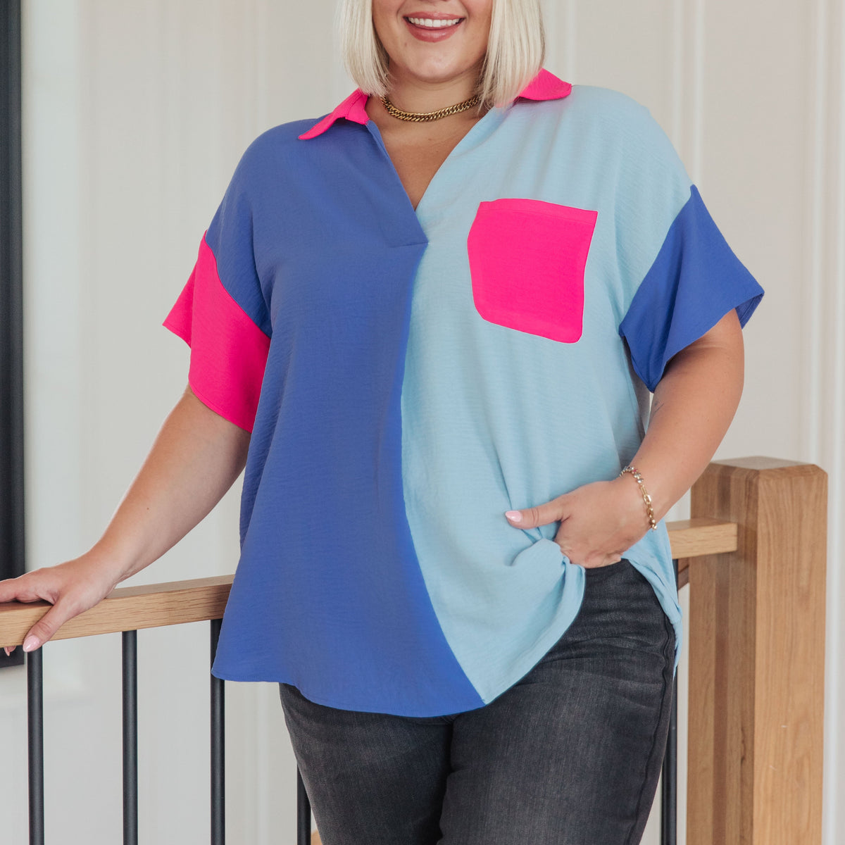 Color Me Cool Color Block Top – Charming Charlie