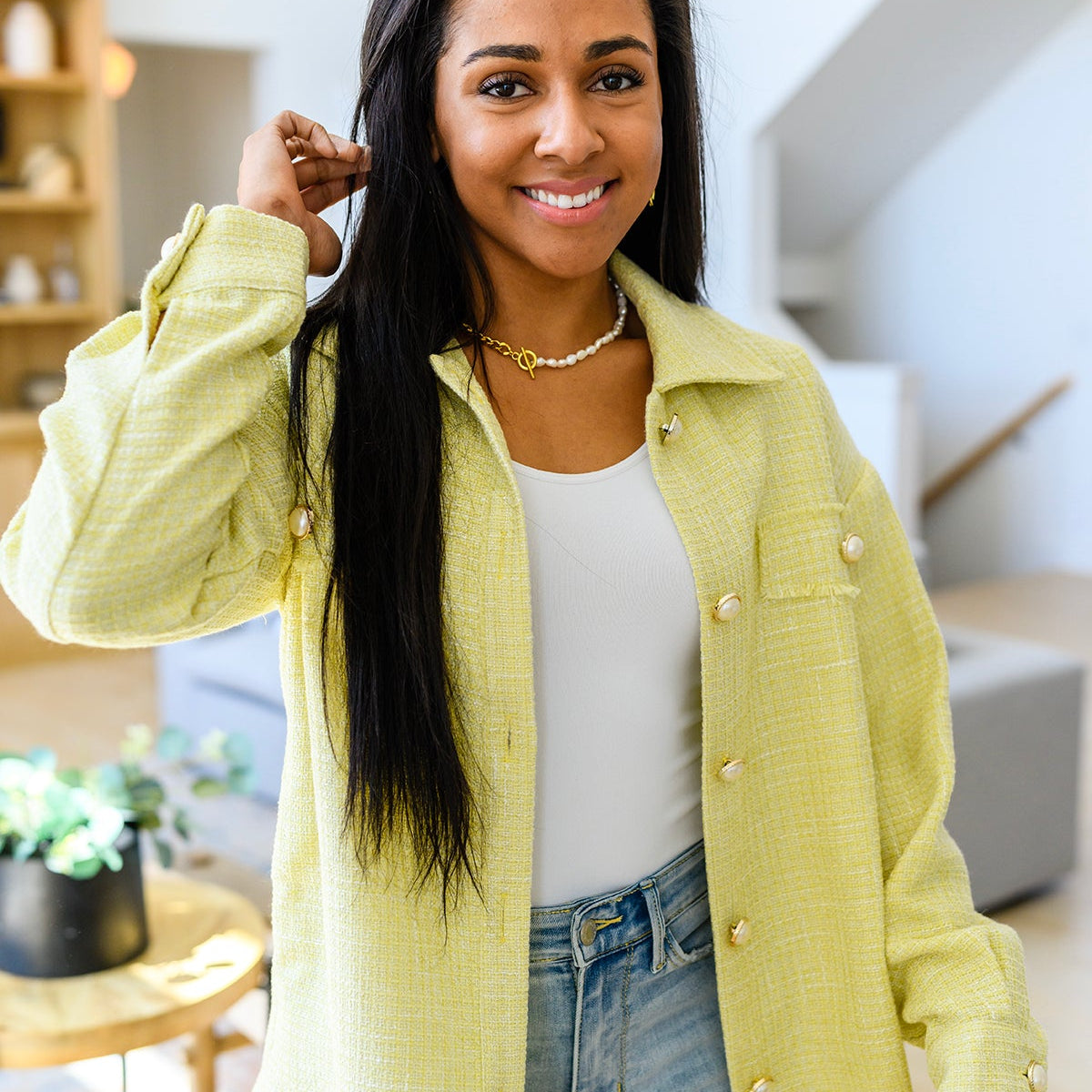 Daydreams Shacket in Yellow – Charming Charlie