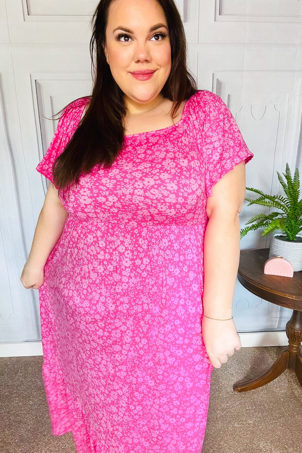Perfectly You Fuchsia Ditzy Floral Fit & Flare Maxi Dress – Charming ...
