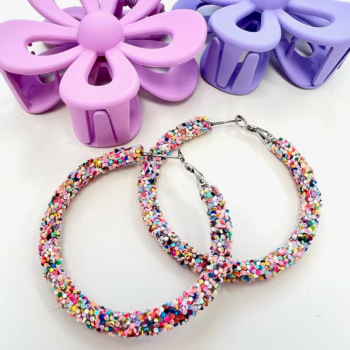 Summertime Glitter Hoops – Charming Charlie