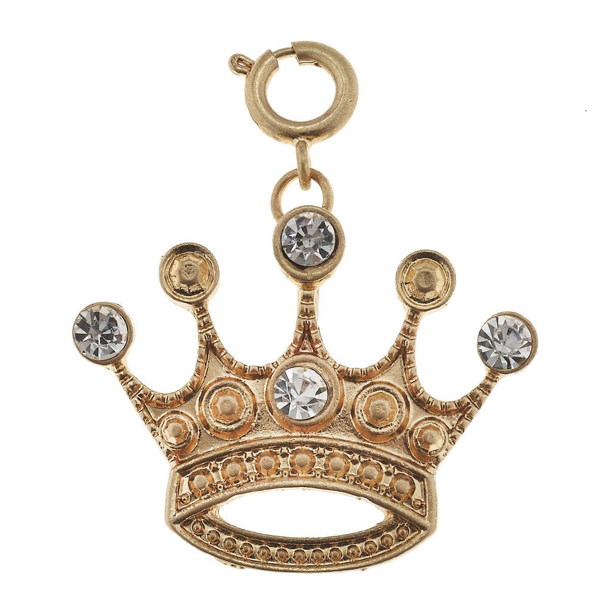 Antique Gold Crown with Rhinestone Corners Charm – Charming Charlie