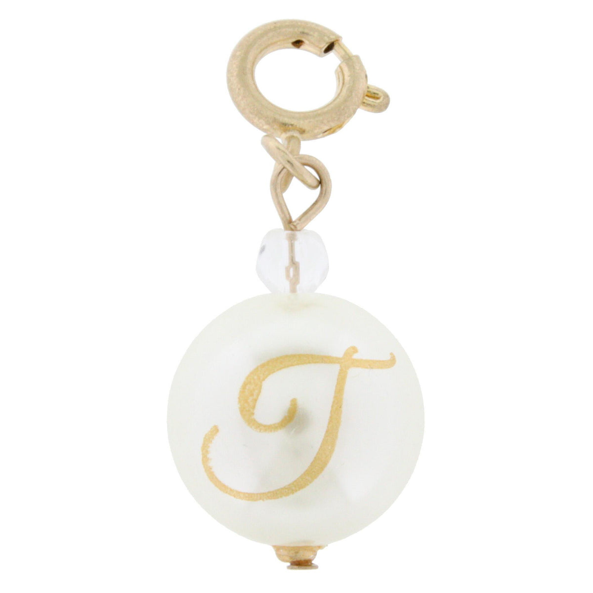 Faceted Pearl T Initial Charm – Charming Charlie