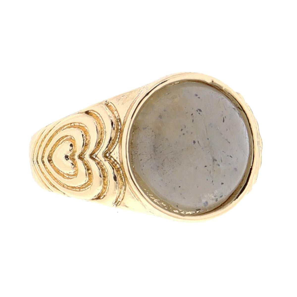 Labradorite Circle on Gold Heart Designs Signet Ring – Charming Charlie