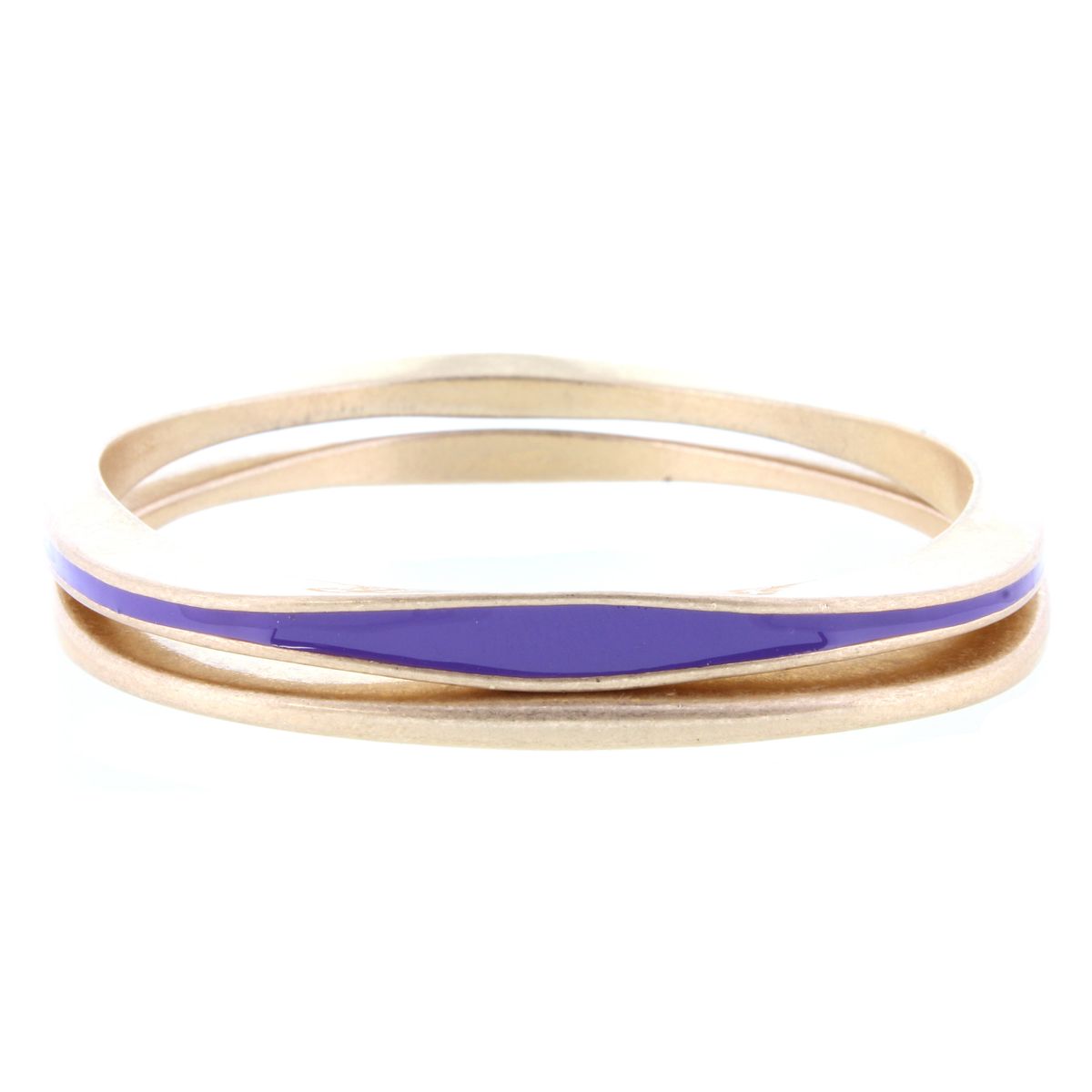 2 Gold Wavy Bangle Bracelets with Purple Epoxy – Charming Charlie