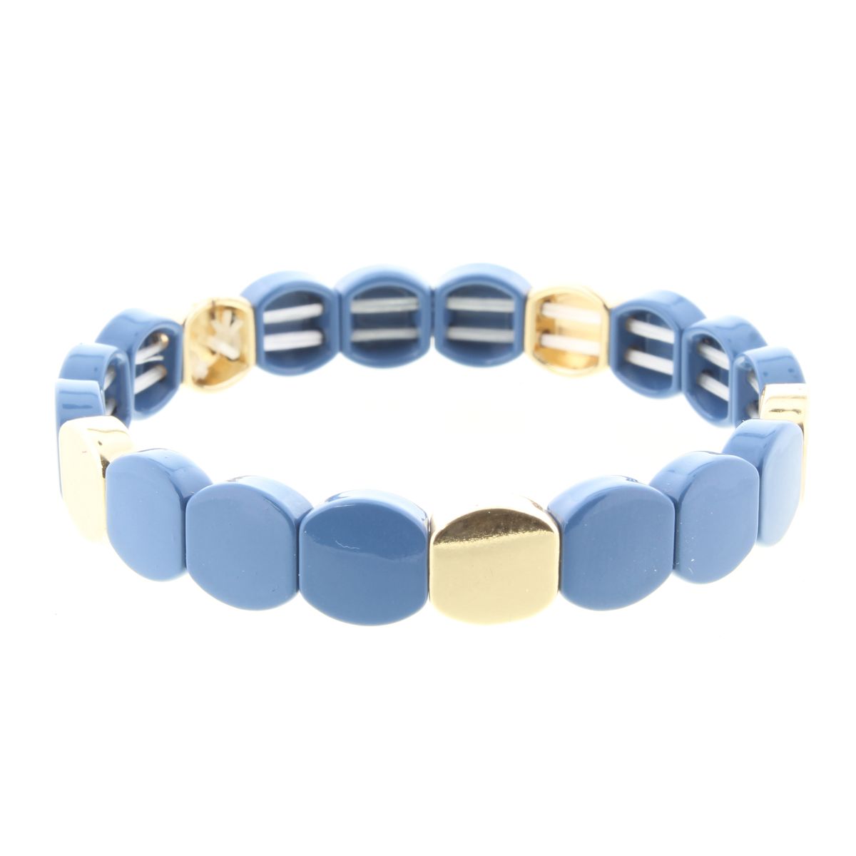 Denim & Gold Rounded Metal Shape Stretch Bracelet – Charming Charlie
