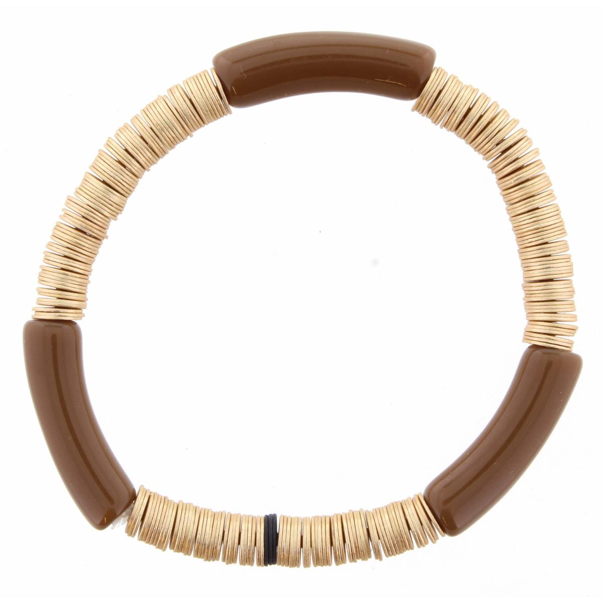 Skinny Brown Resin and Gold Sequin Stretch Bangle Bracelet – Charming ...