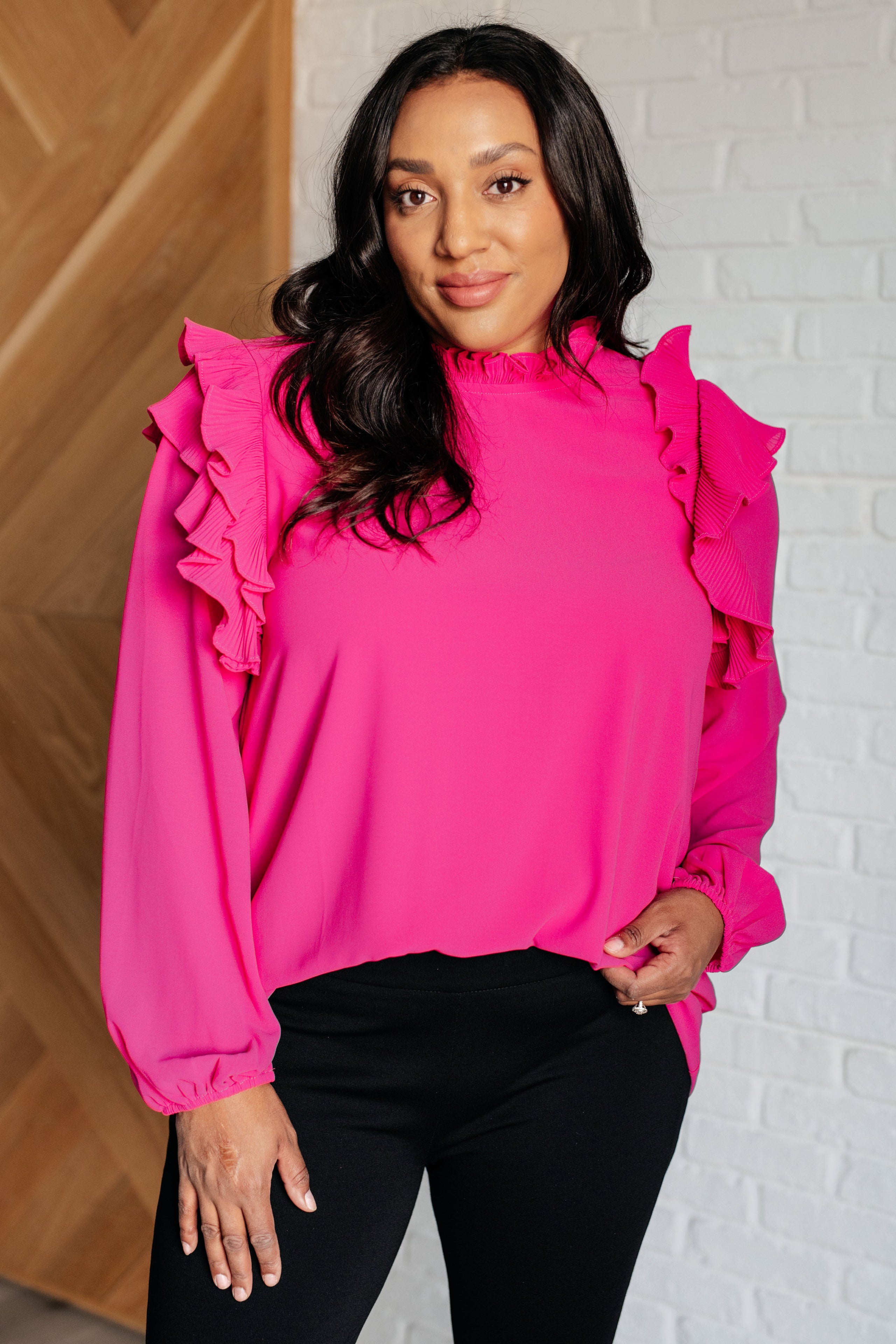 My Good Graces Ruffled Top – Charming Charlie