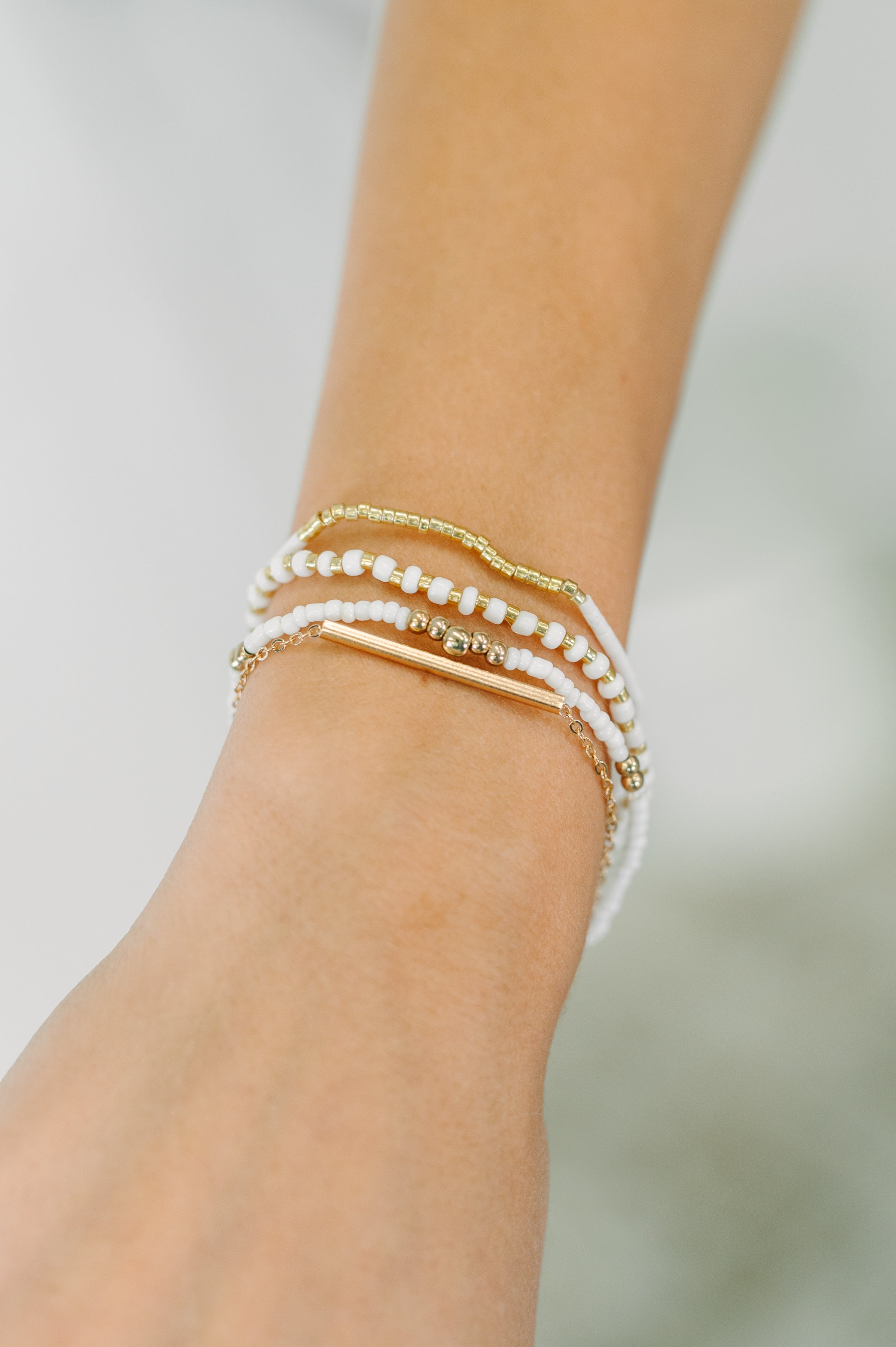 Poised & Polished Bracelet Set in White and Gold – Charming Charlie