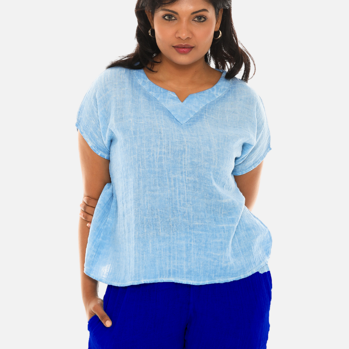 Women Double Gouge Cotton Top – Charming Charlie