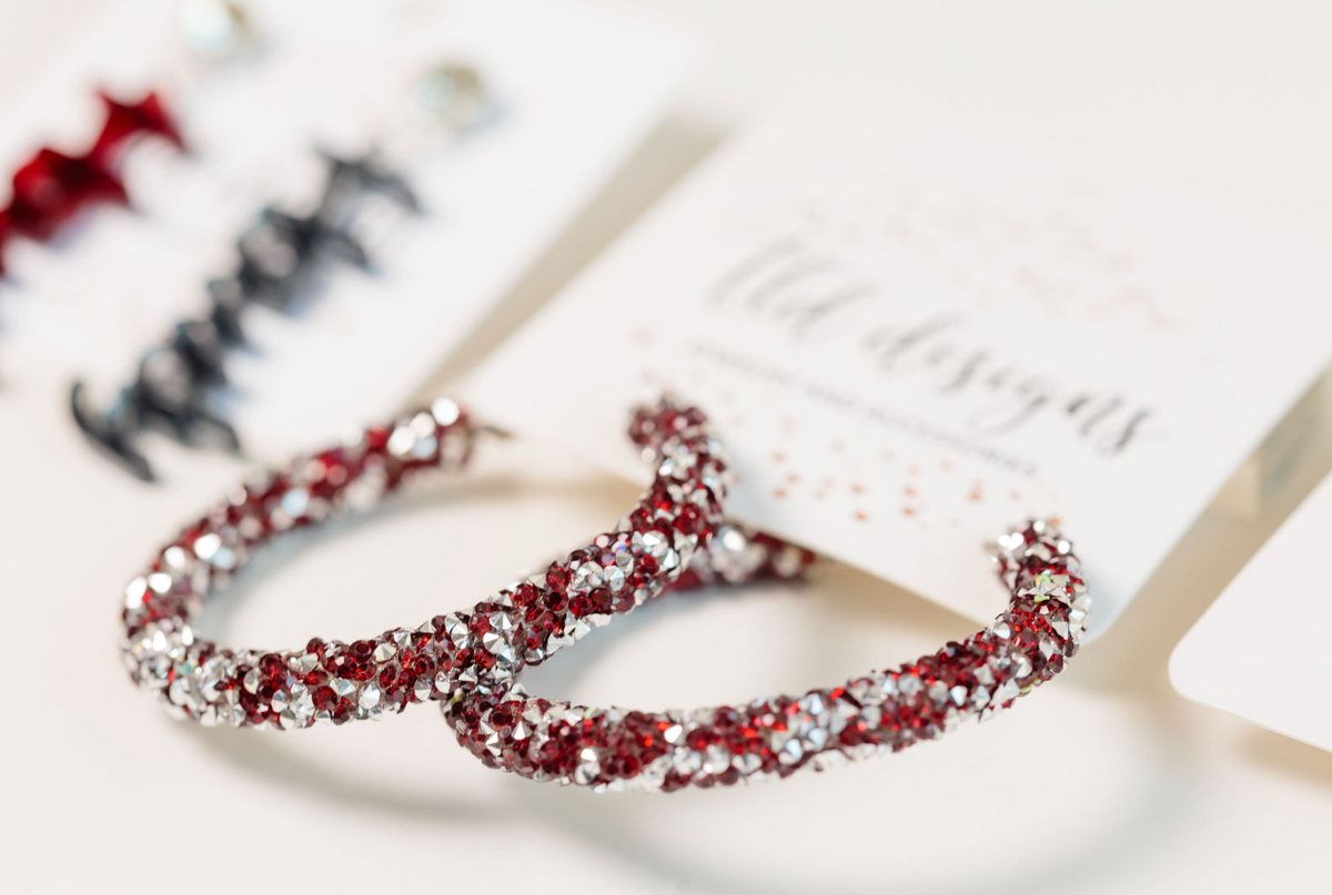 Burgundy glitter Hoops – Charming Charlie