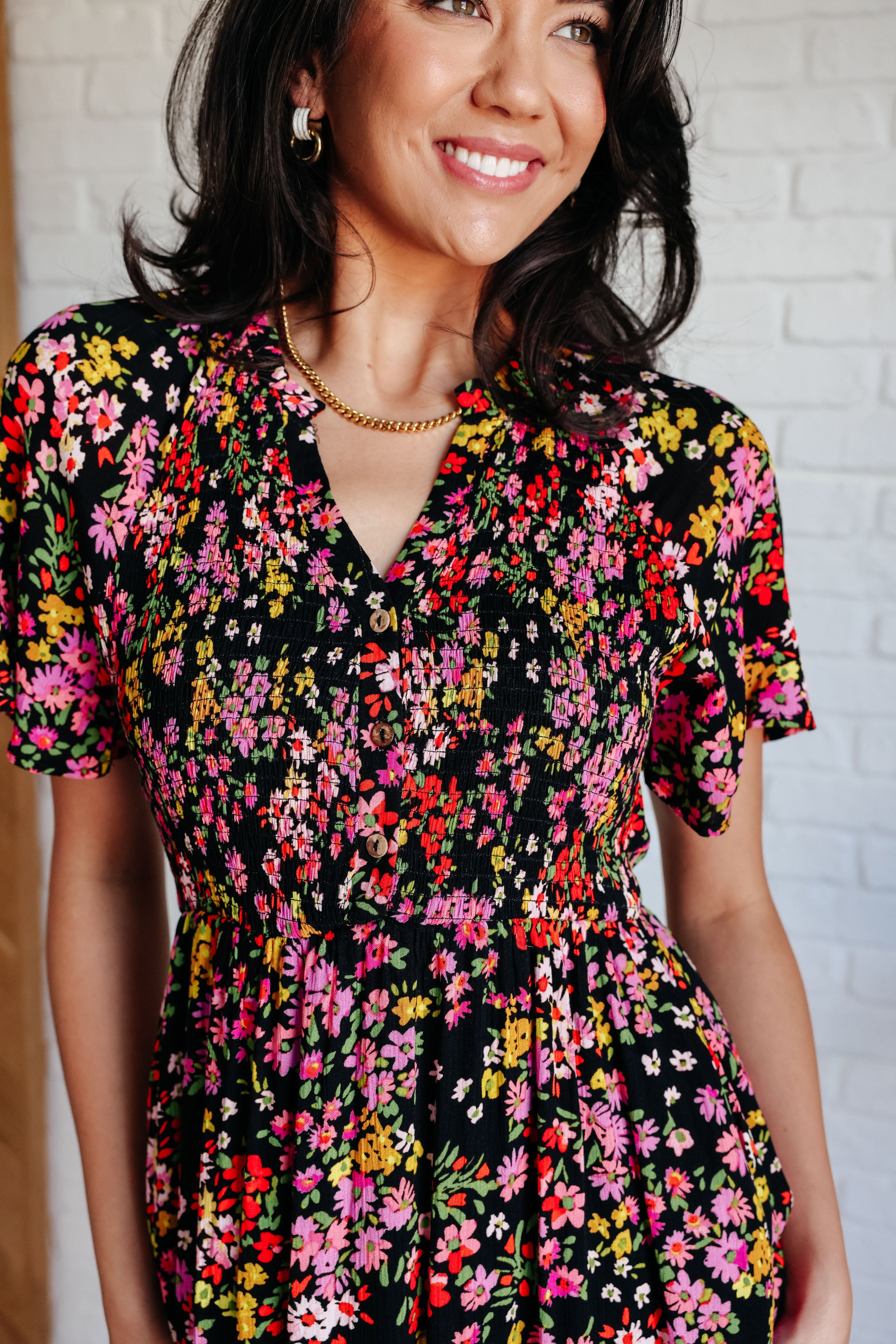 Wildflower and Barley V-Neck Button Up Dress – Charming Charlie