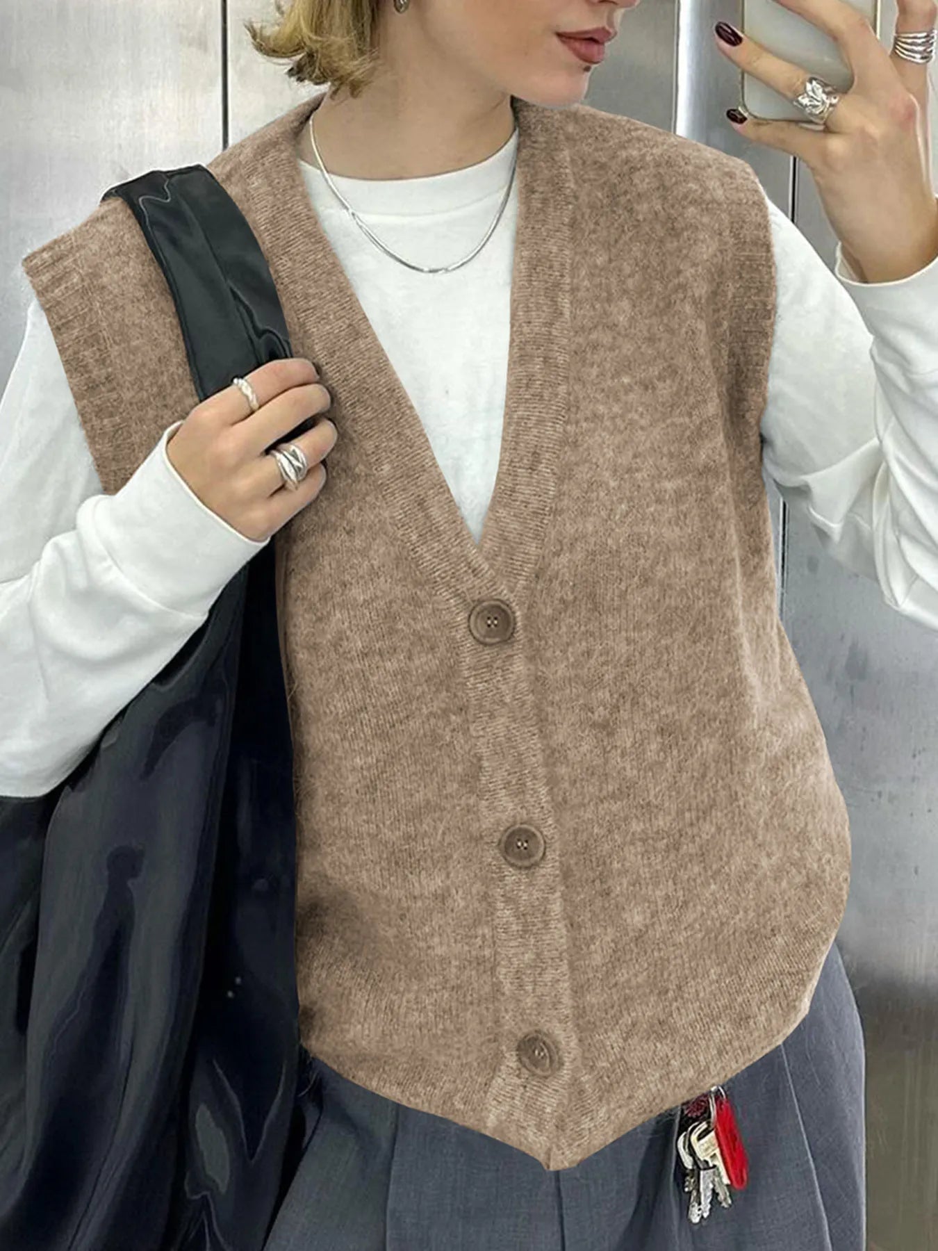 Button-Front Sweater Vest – Charming Charlie