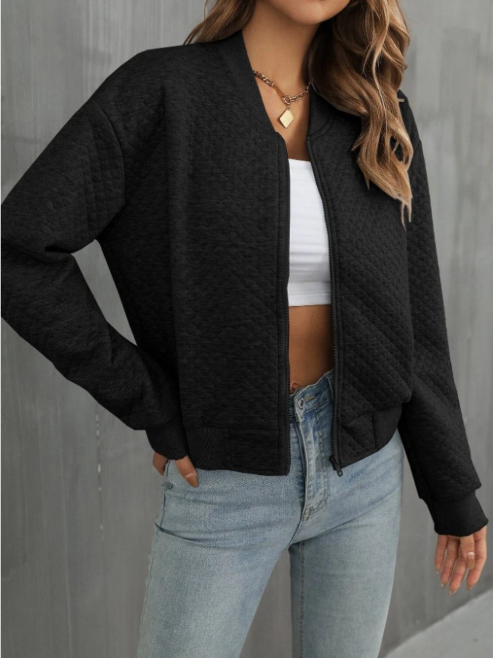 Zip Up Long Sleeve Jacket – Charming Charlie