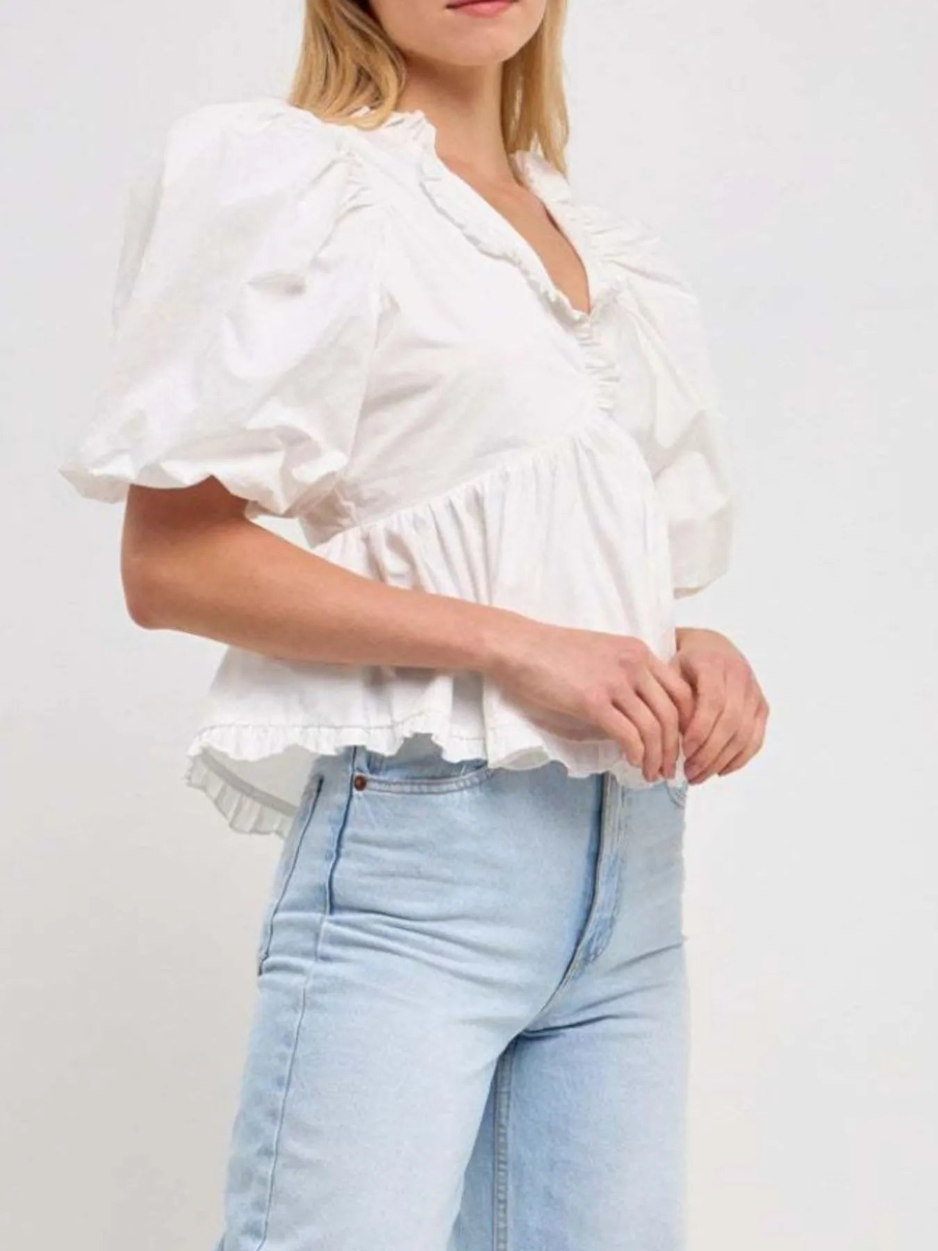 Puff Sleeve Peplum Blouse – Charming Charlie