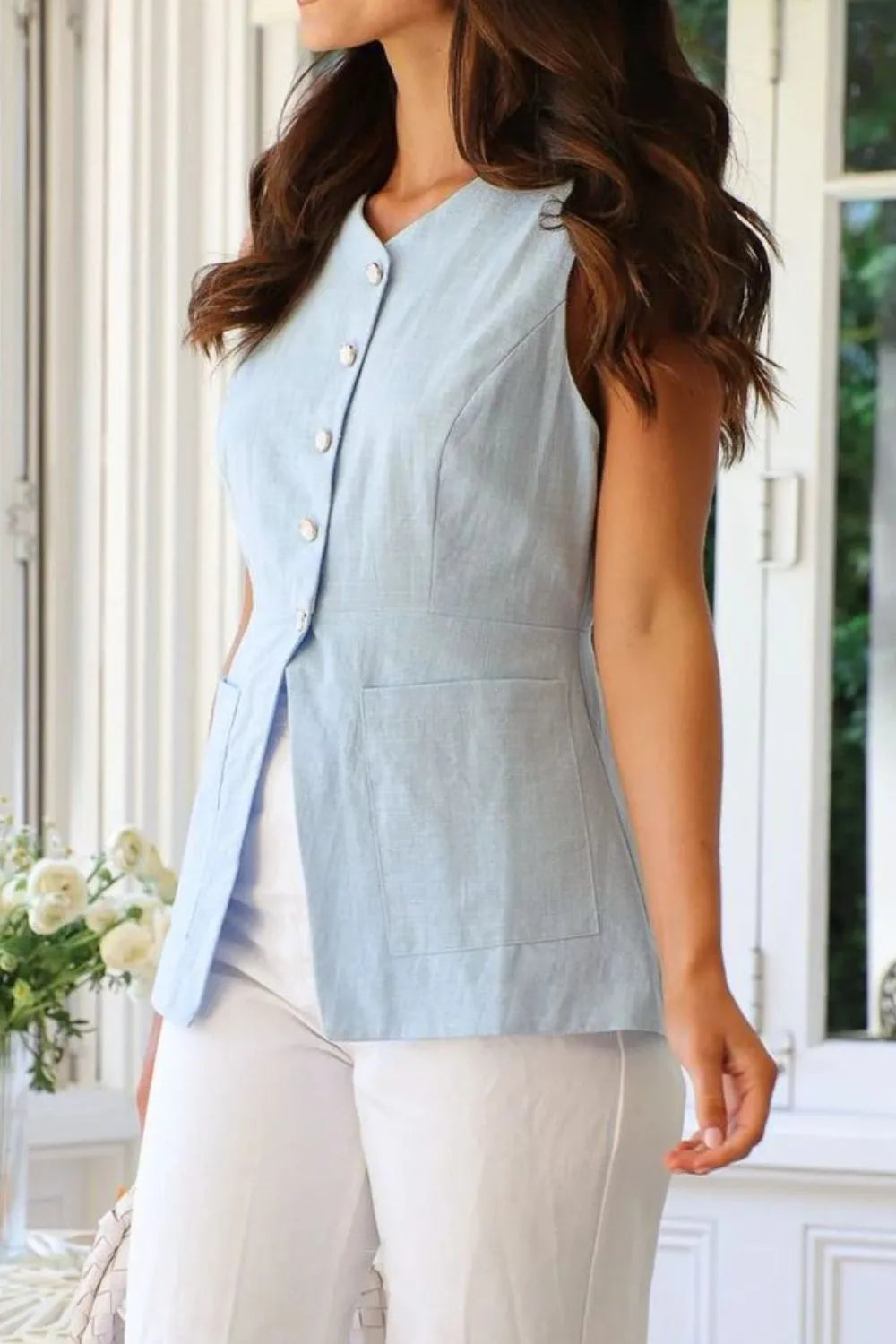 Button Down V-Neck Vest – Charming Charlie