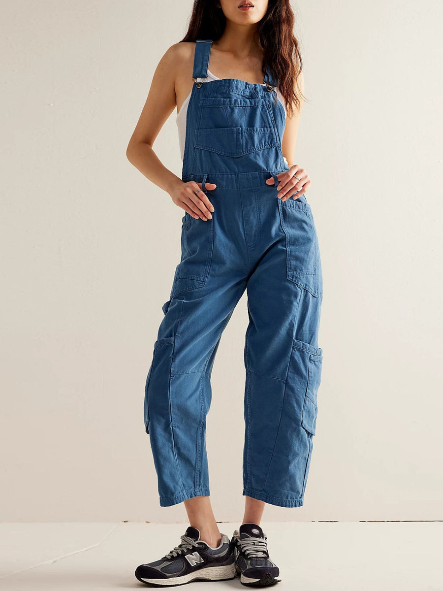 Pocketed Wide Strap Denim Overalls – Charming Charlie
