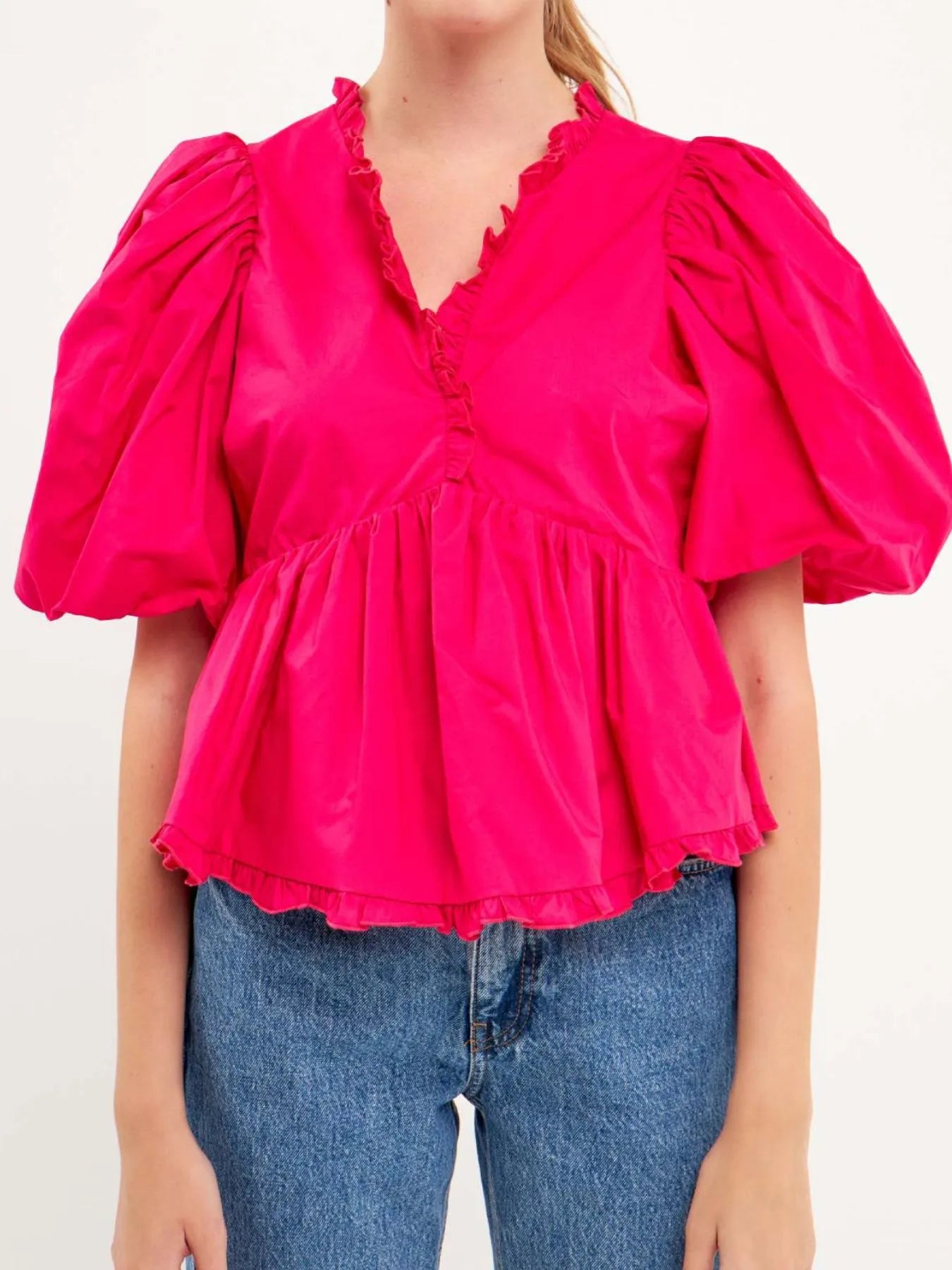 Puff Sleeve Peplum Blouse – Charming Charlie