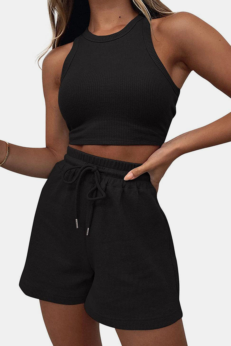 Round Neck Top and Drawstring Shorts Set – Charming Charlie