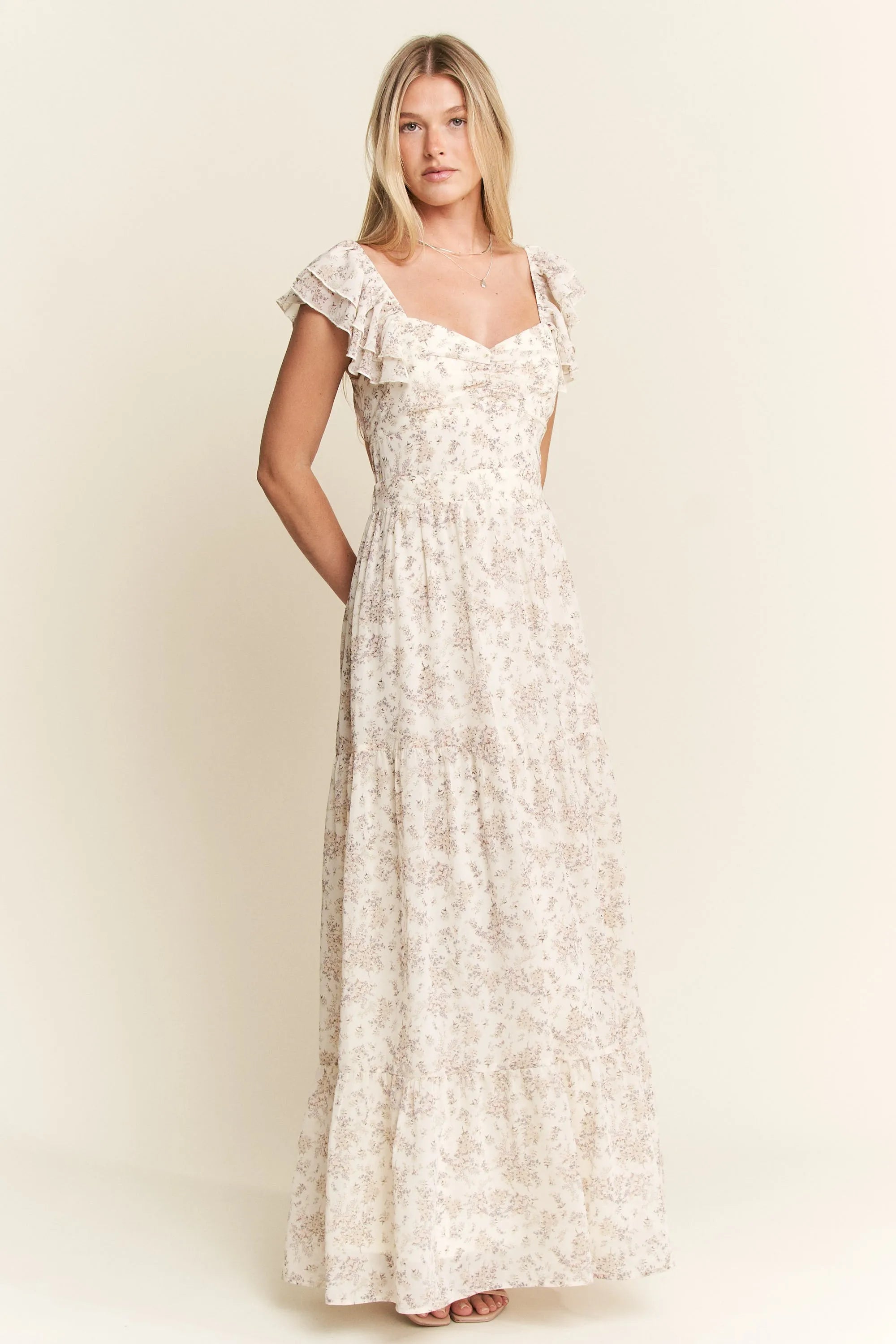 Jade By Jane Full Size Ruffle Sleeve Tiered Maxi Dress Plus Size ...