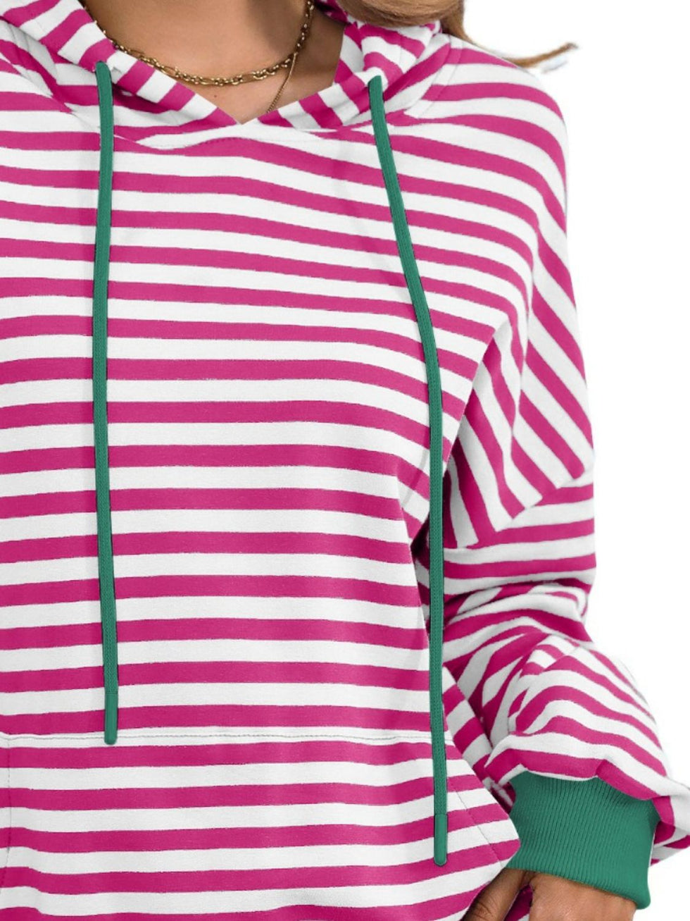 Drawstring Striped Long Sleeve Hoodie – Charming Charlie