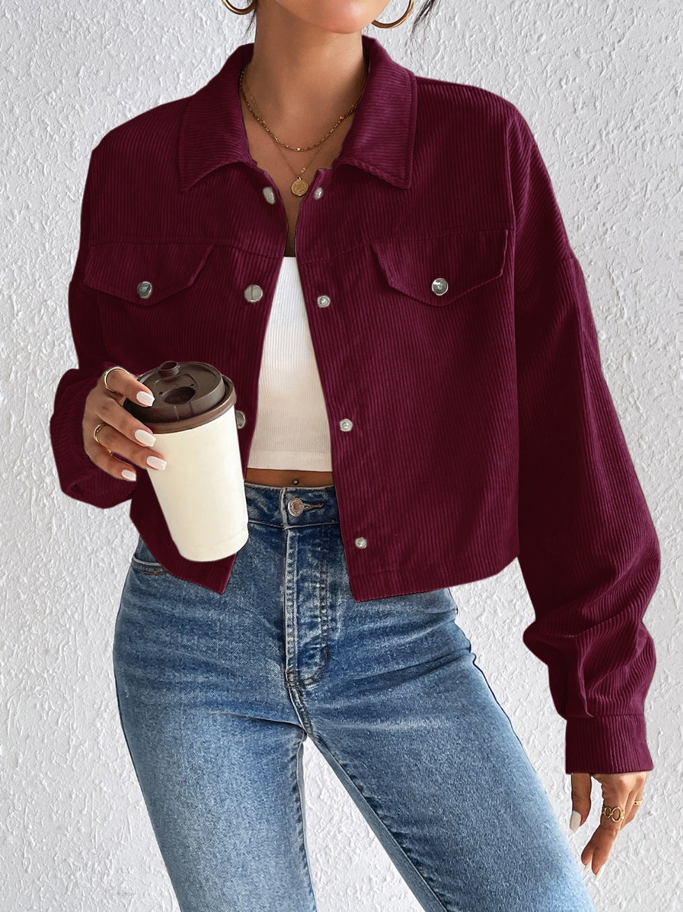 Snap Down Long Sleeve Jacket – Charming Charlie