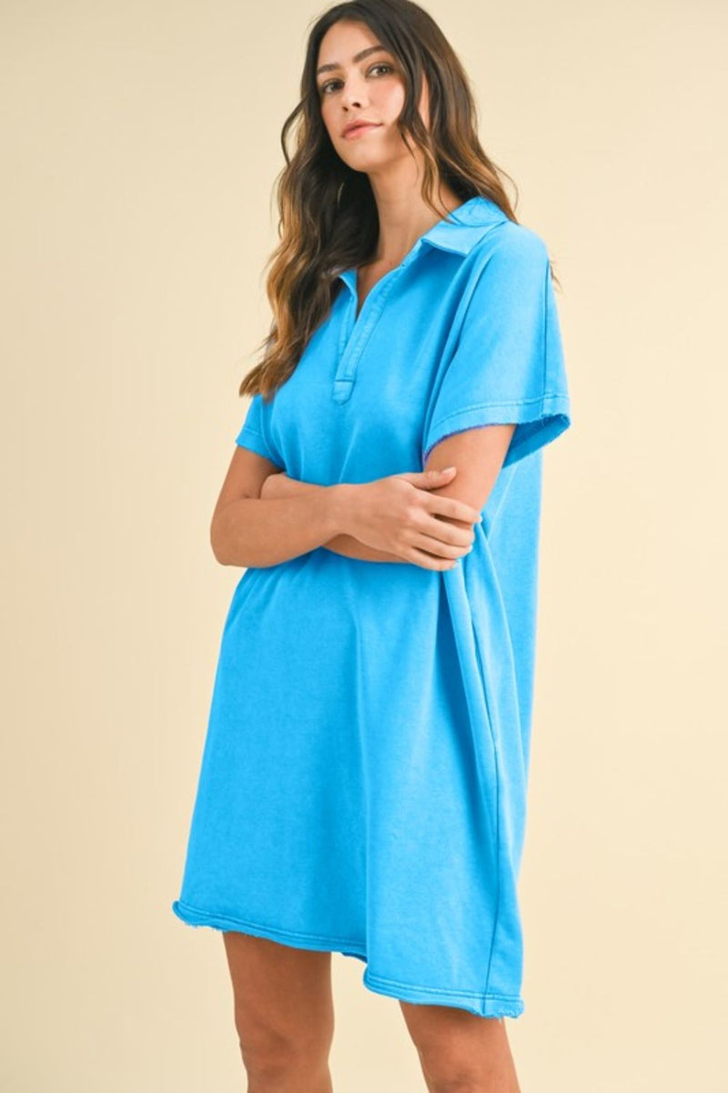 Annie Wear Mineral Washed Johnny Collar Short Sleeve Dress – Charming ...