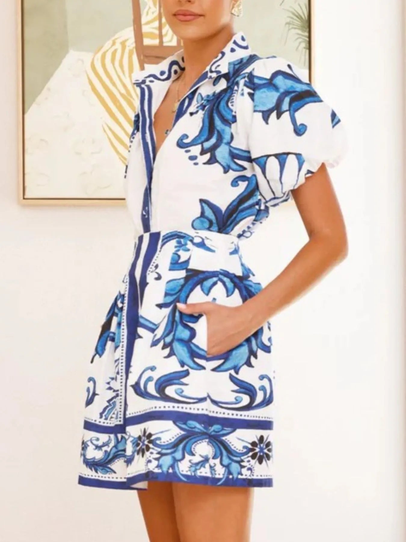 Printed Puff Sleeve Top and Skirt Set – Charming Charlie