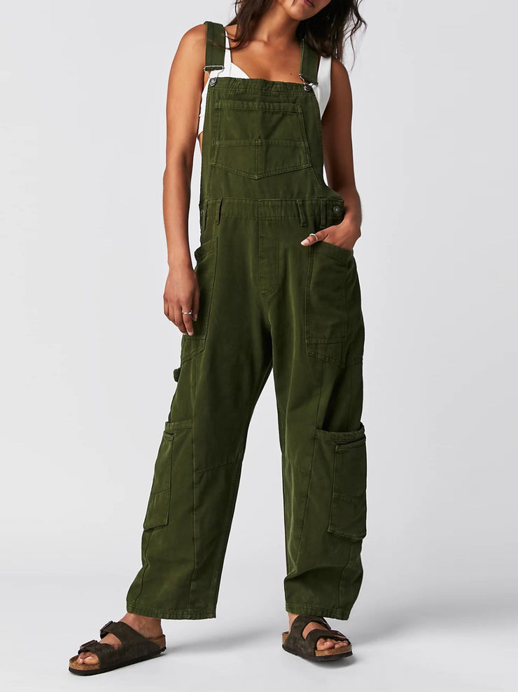 Pocketed Wide Strap Denim Overalls – Charming Charlie
