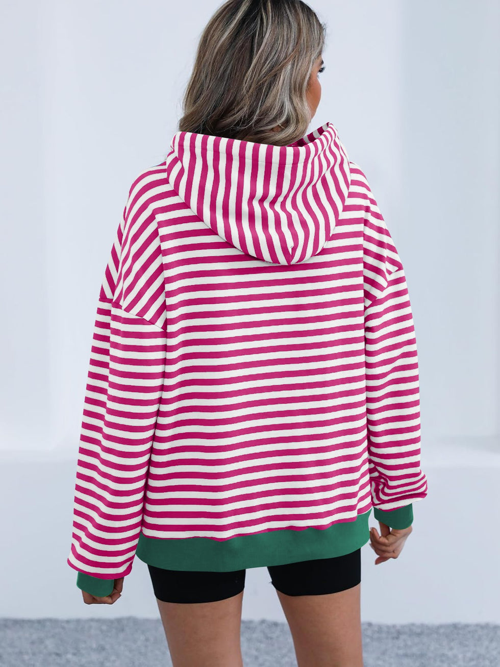 Drawstring Striped Long Sleeve Hoodie – Charming Charlie