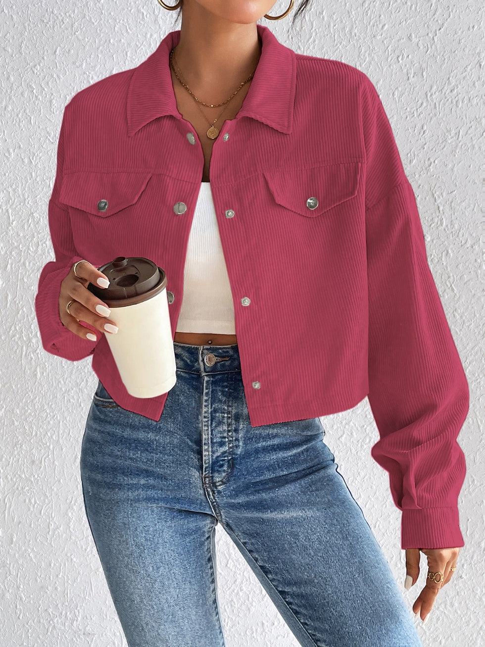 Snap Down Long Sleeve Jacket – Charming Charlie