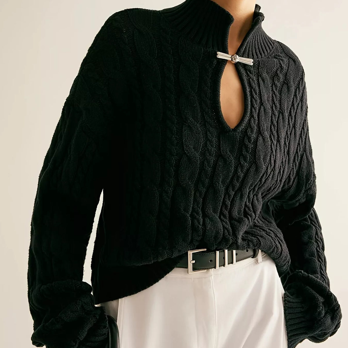 Keyhole Cable-Knit Sweater – Charming Charlie