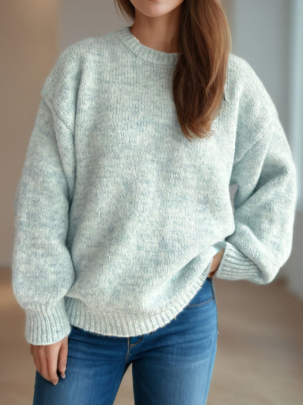 Round Neck Long Sleeve Sweater – Charming Charlie