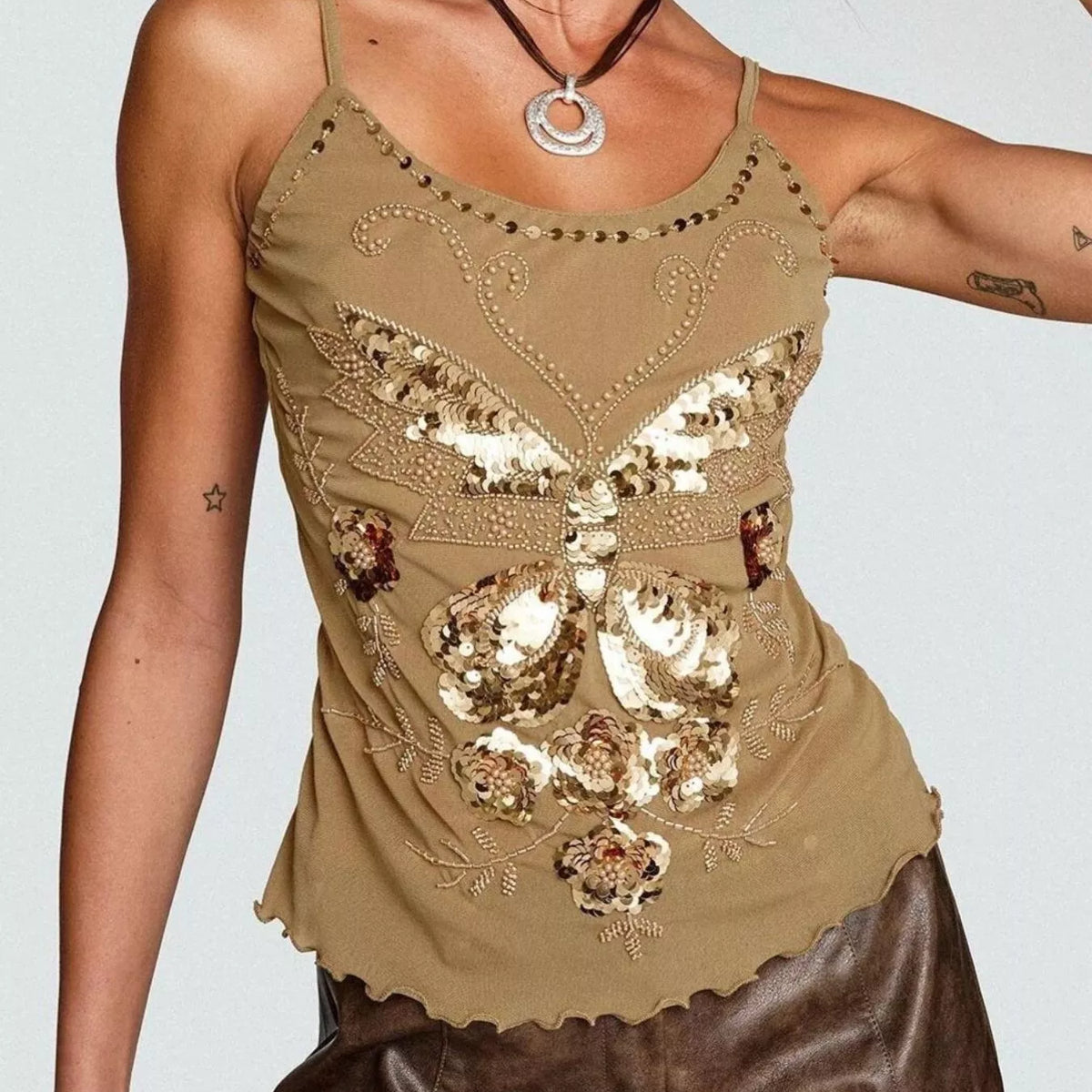 Sequin Butterfly Scoop Neck Cami – Charming Charlie