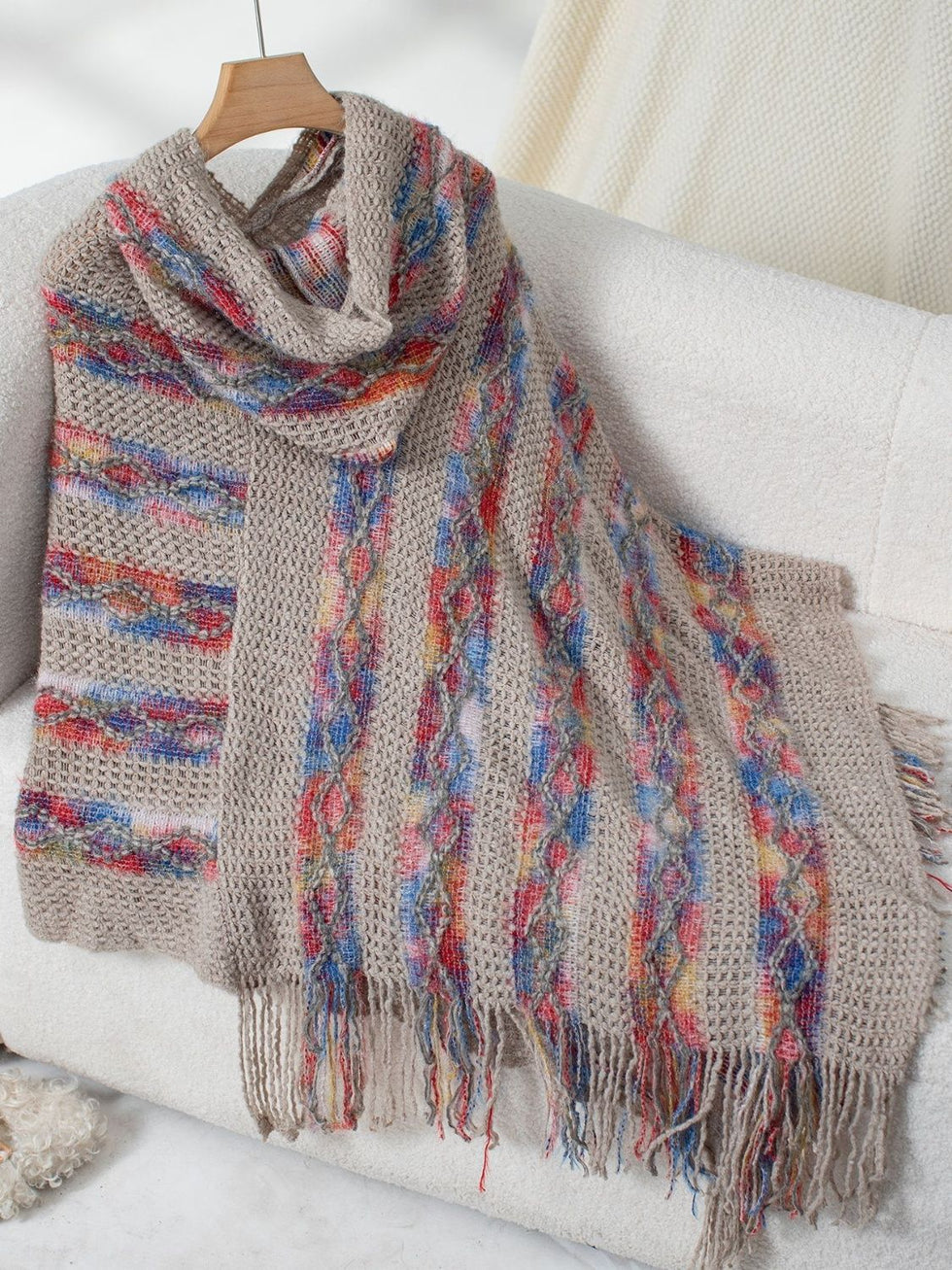 Fringe Contrast Hooded Poncho – Charming Charlie