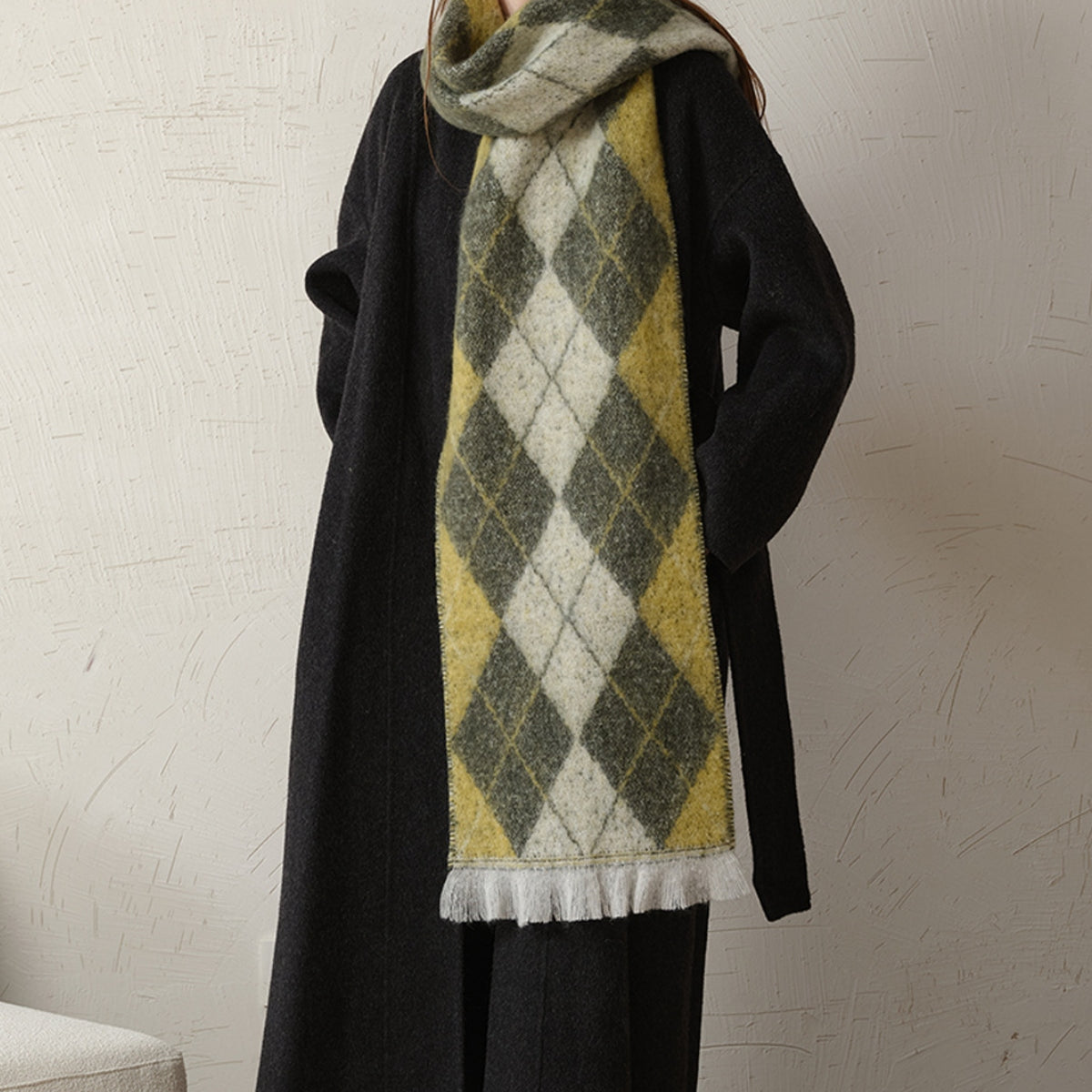 Fringe Argyle Polyester Scarf – Charming Charlie