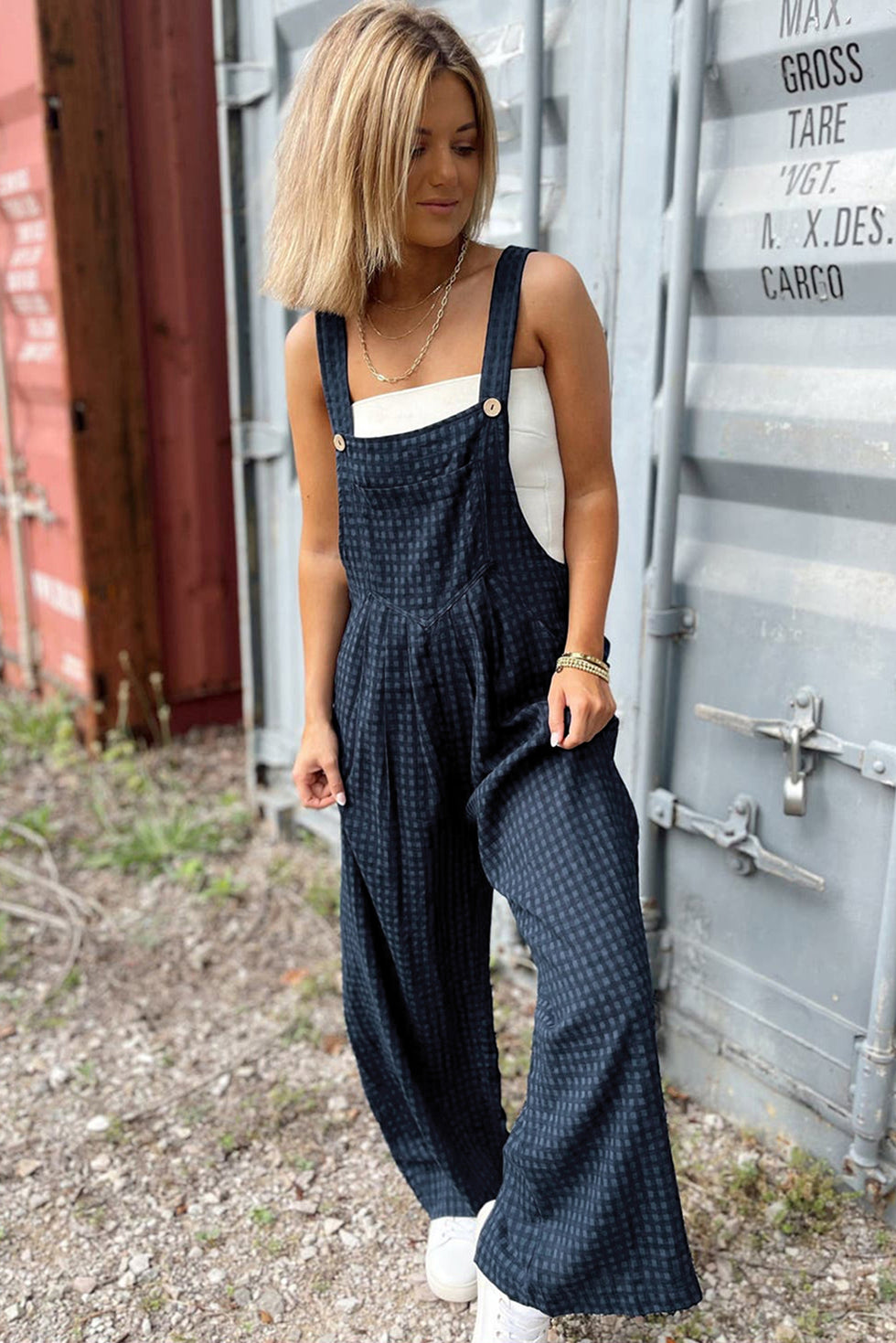 Plaid Wide Strap Wide Leg Overalls – Charming Charlie