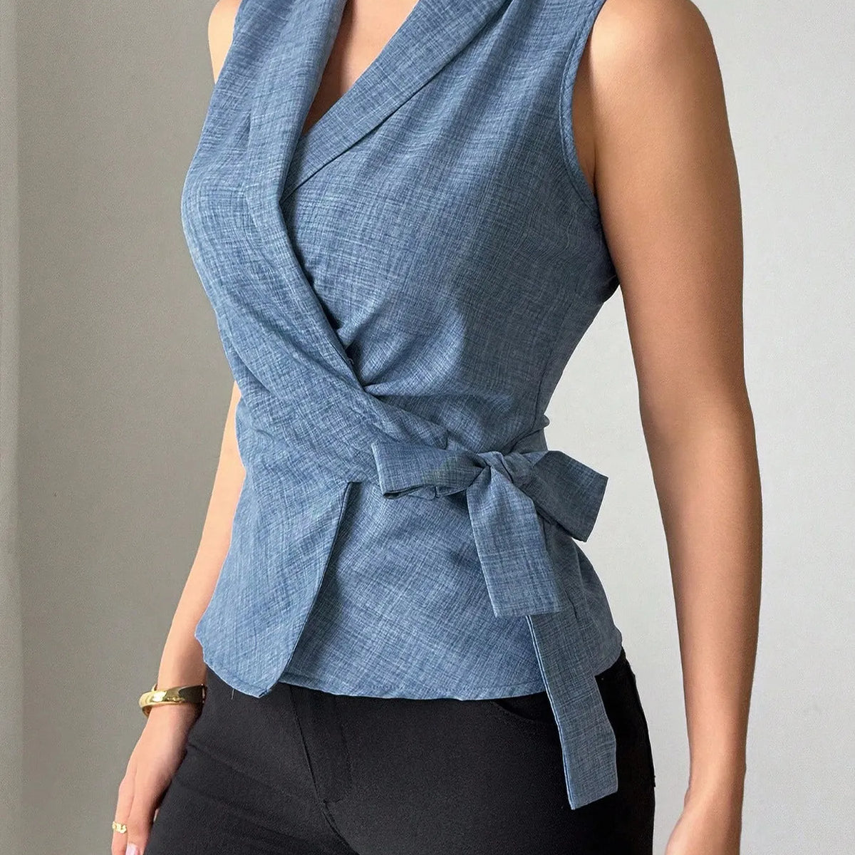 Sleeveless Tied Surplice Top – Charming Charlie