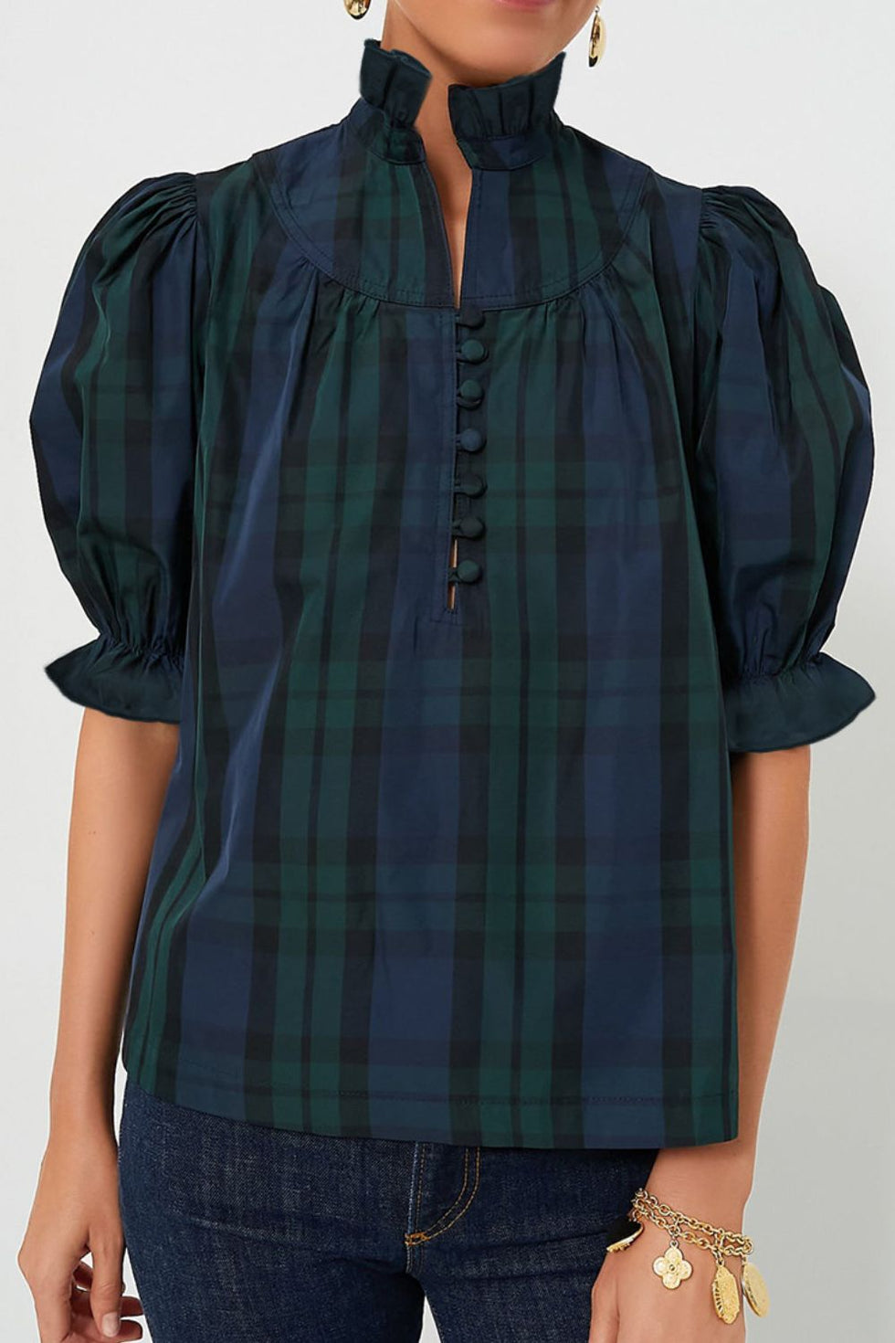 Puff Sleeve Frilled Trim Elegant Blouse – Charming Charlie