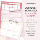 Conquer My Day Planner Sheets (Daily, Weekly & Monthly - A5 Planner Re ...