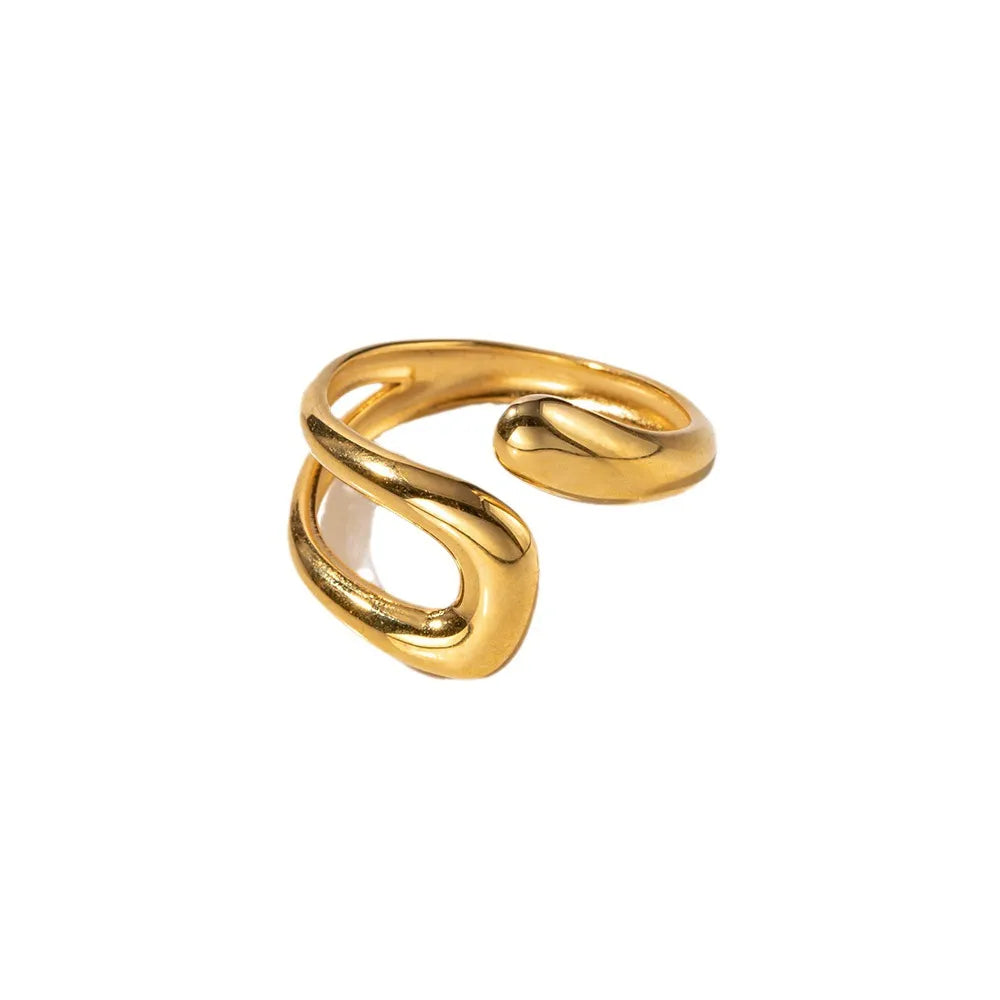 18K Gold-Plated Geometric Gold Twisted Open Ring – Charming Charlie