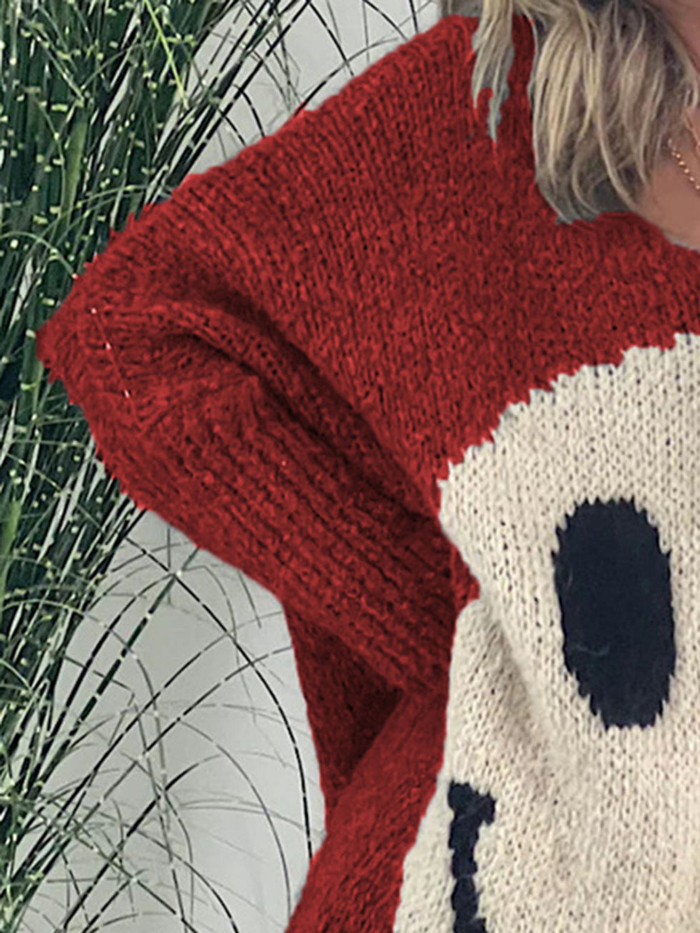 Smiling Face V-Neck Long Sleeve Sweater – Charming Charlie