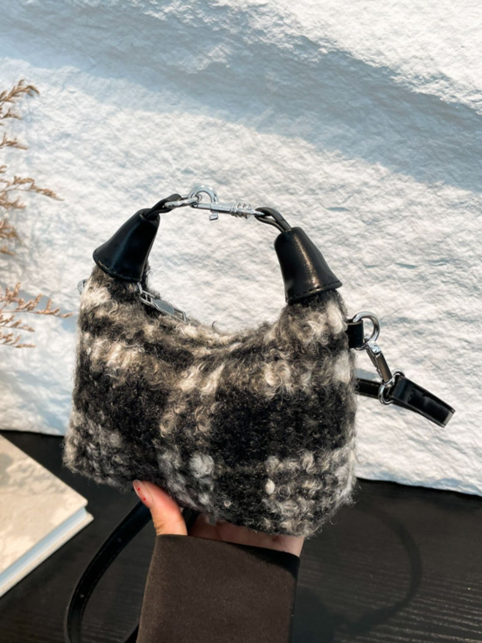 Fuzzy Polyester Mini Handbag with Zipper – Charming Charlie