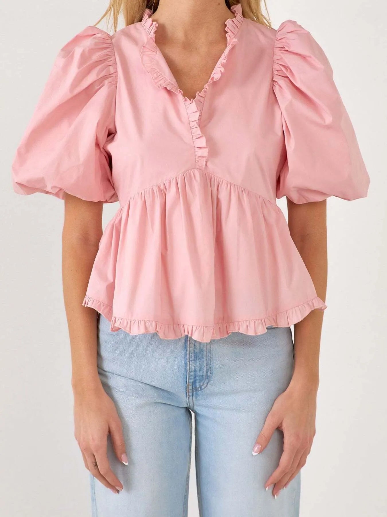 Puff Sleeve Peplum Blouse – Charming Charlie