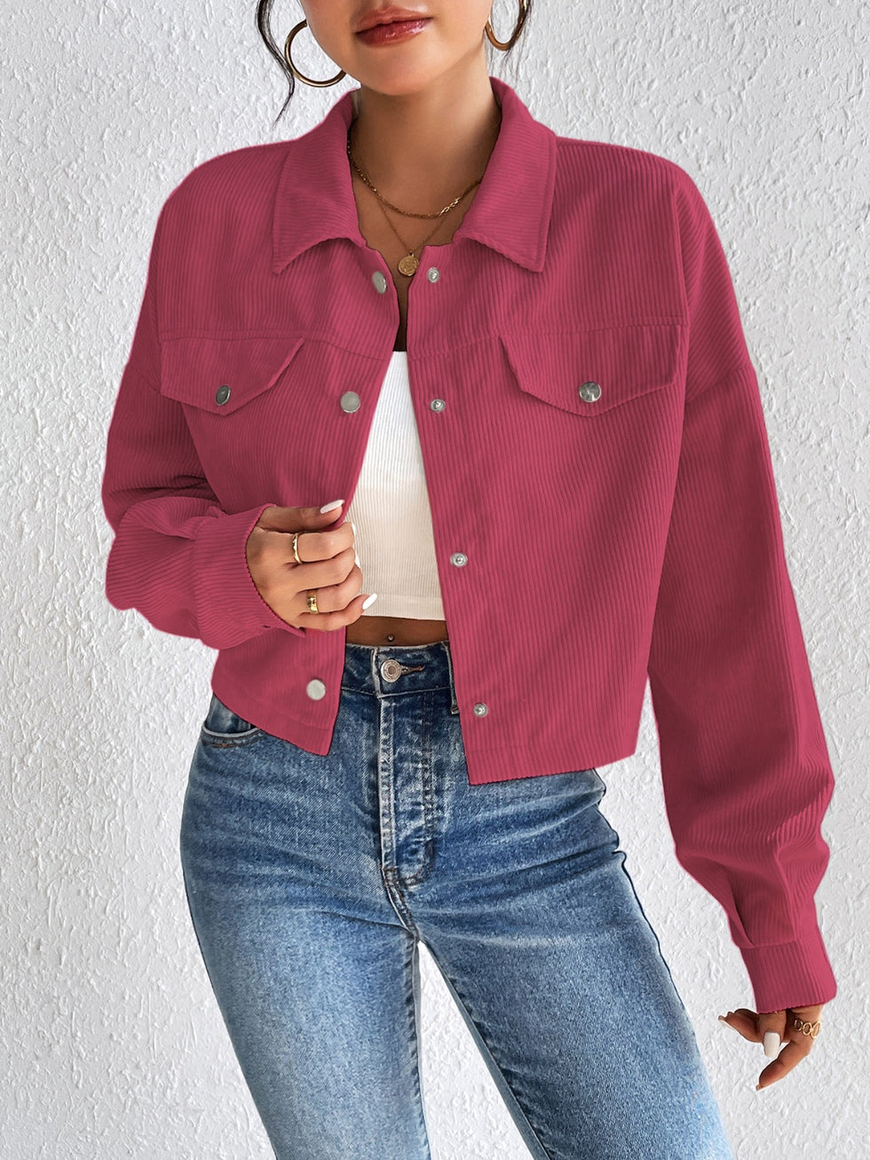Snap Down Long Sleeve Jacket – Charming Charlie