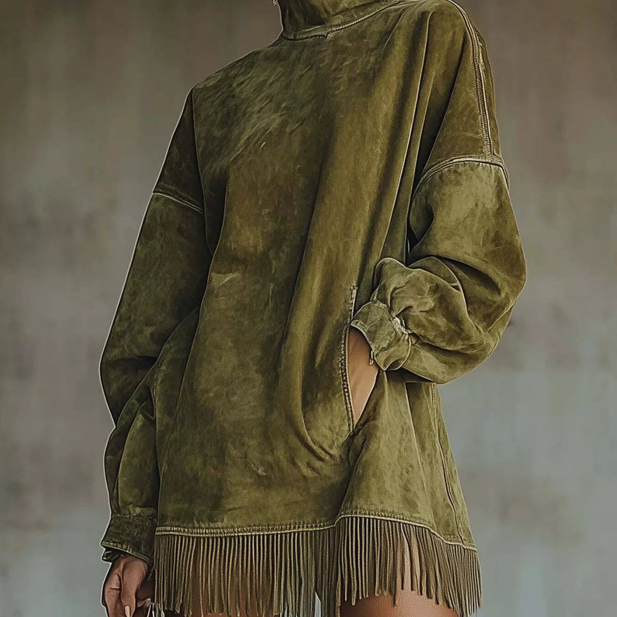 Fringe Turtleneck Long Sleeve Dress – Charming Charlie