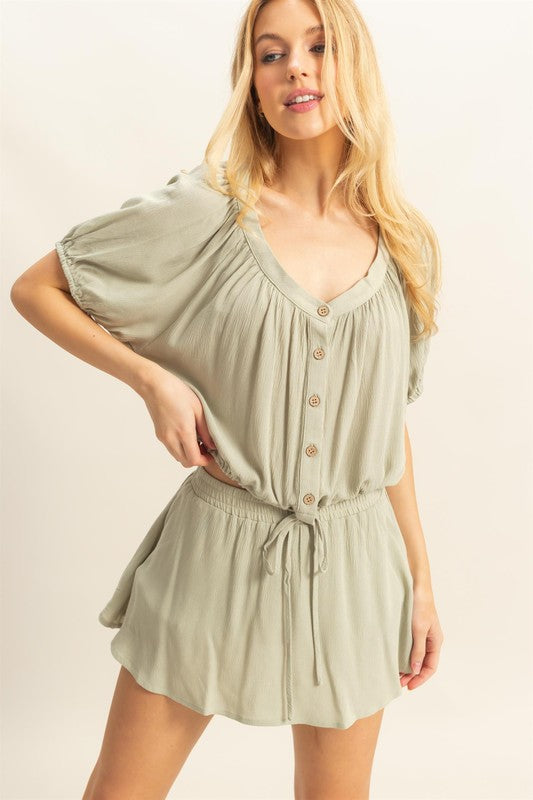 HYFVE Drawstring Hem Short Sleeve Top and Skort Set – Charming Charlie