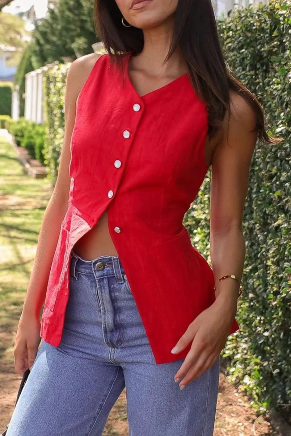 Button Down V-Neck Vest – Charming Charlie