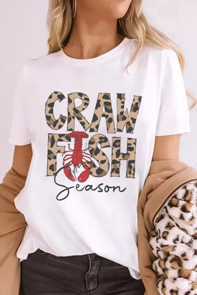CRAWFISH SEASON Leopard Round Neck Short Sleeve T-Shirt – Charming Charlie