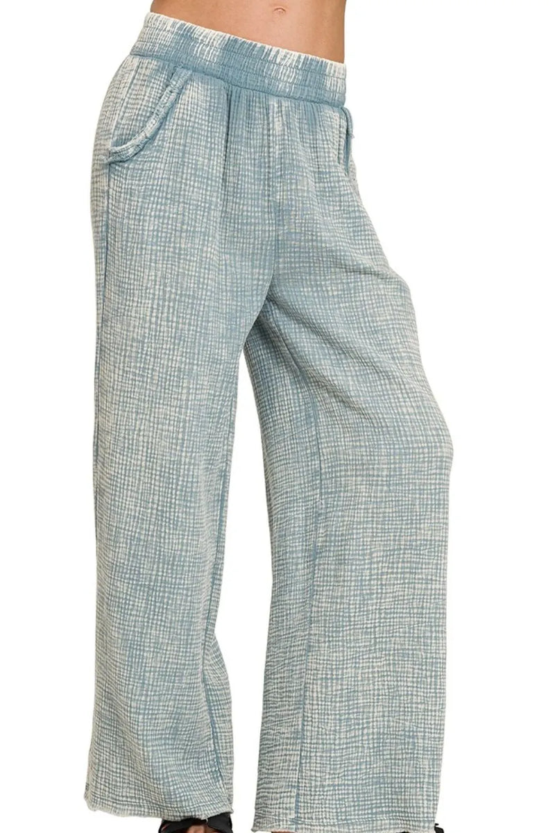Zenana Washed Double Gauze Elastic Band Waist Pants – Charming Charlie